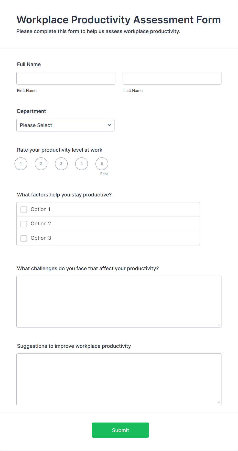 Workplace Productivity Assessment Form Template | Jotform