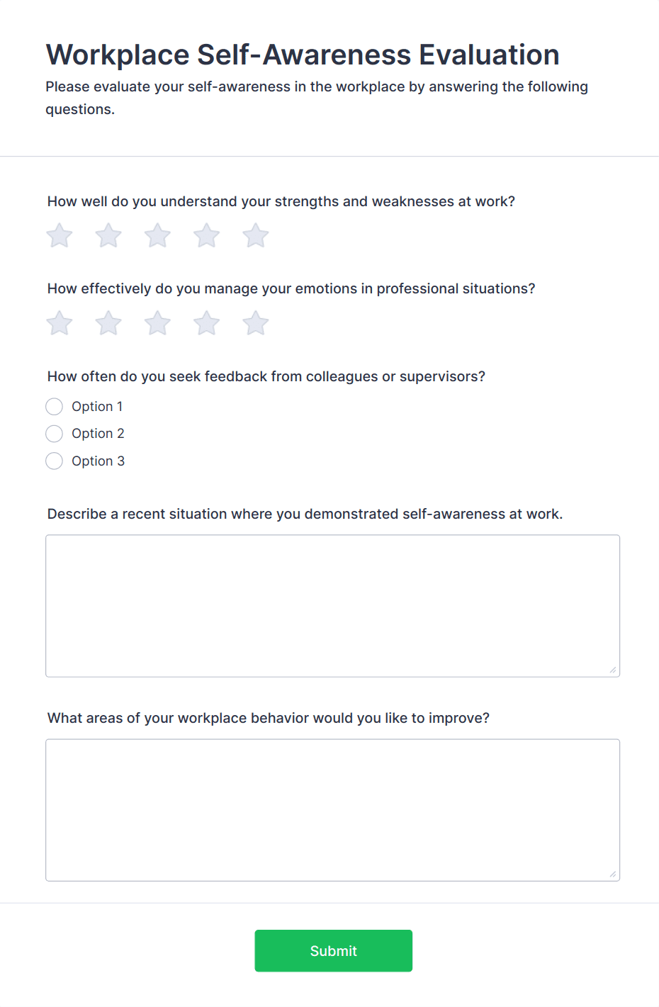 Workplace Self-Awareness Evaluation Form Template | Jotform