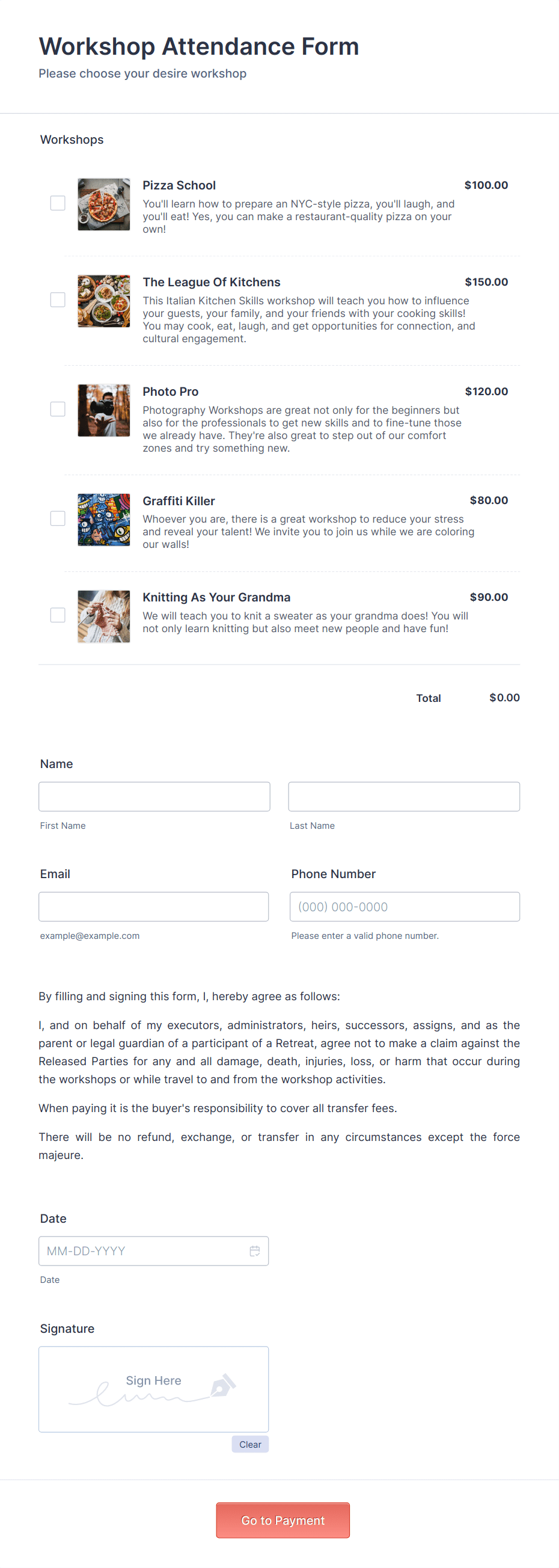 Workshop Attendance Form Template | Jotform