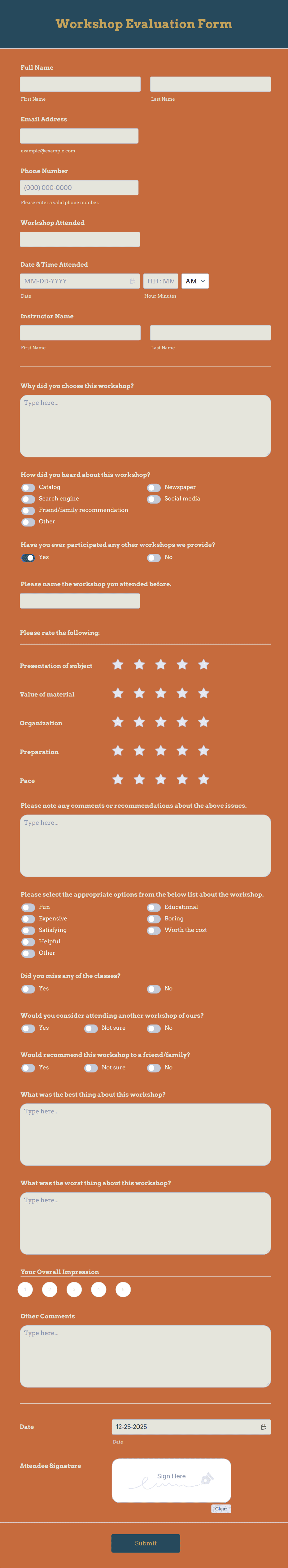 Workshop Evaluation Form Template | Jotform