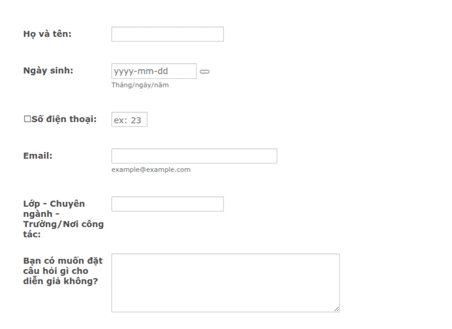 Workshop Registration Form in Vietnamese Form Template | Jotform