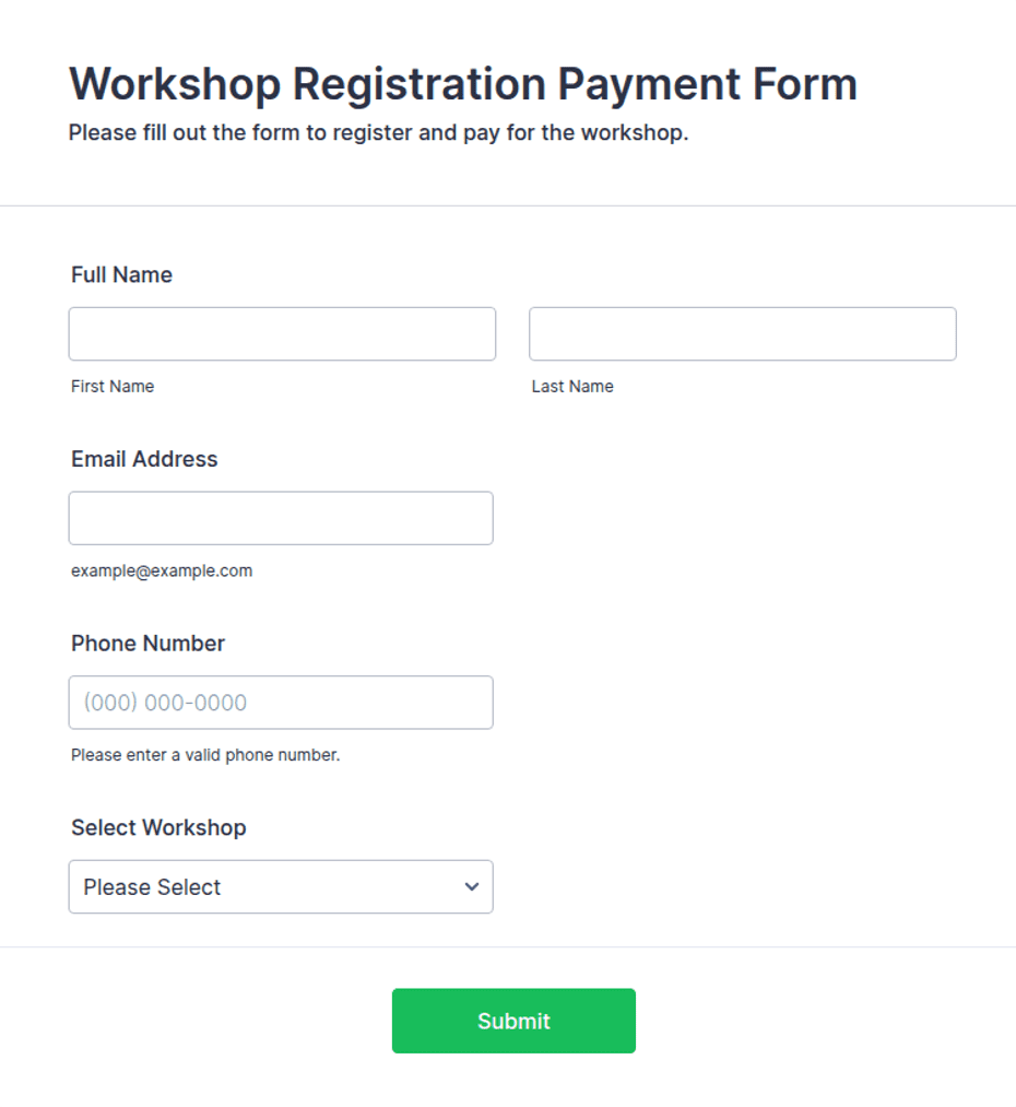 Workshop Registration Payment Form Template | Jotform