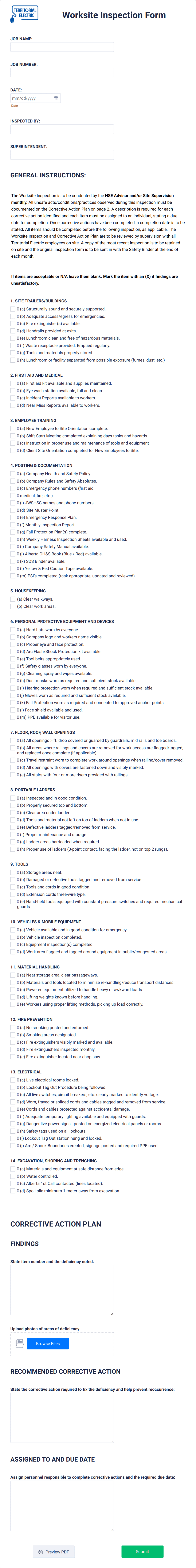 Worksite Inspection Form Template | Jotform