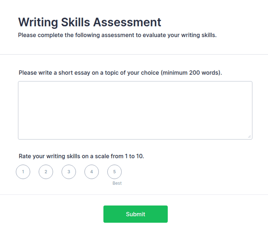 Writing Skills Assessment Form Template | Jotform