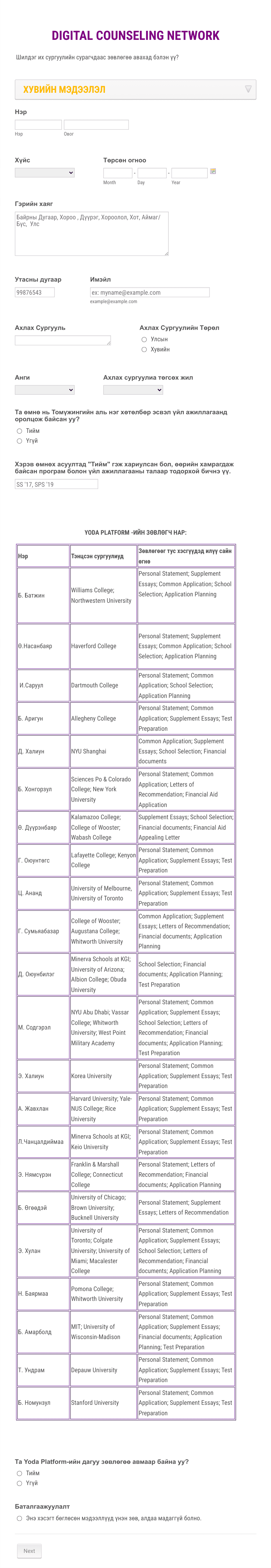 Yoda Students Form Template | Jotform