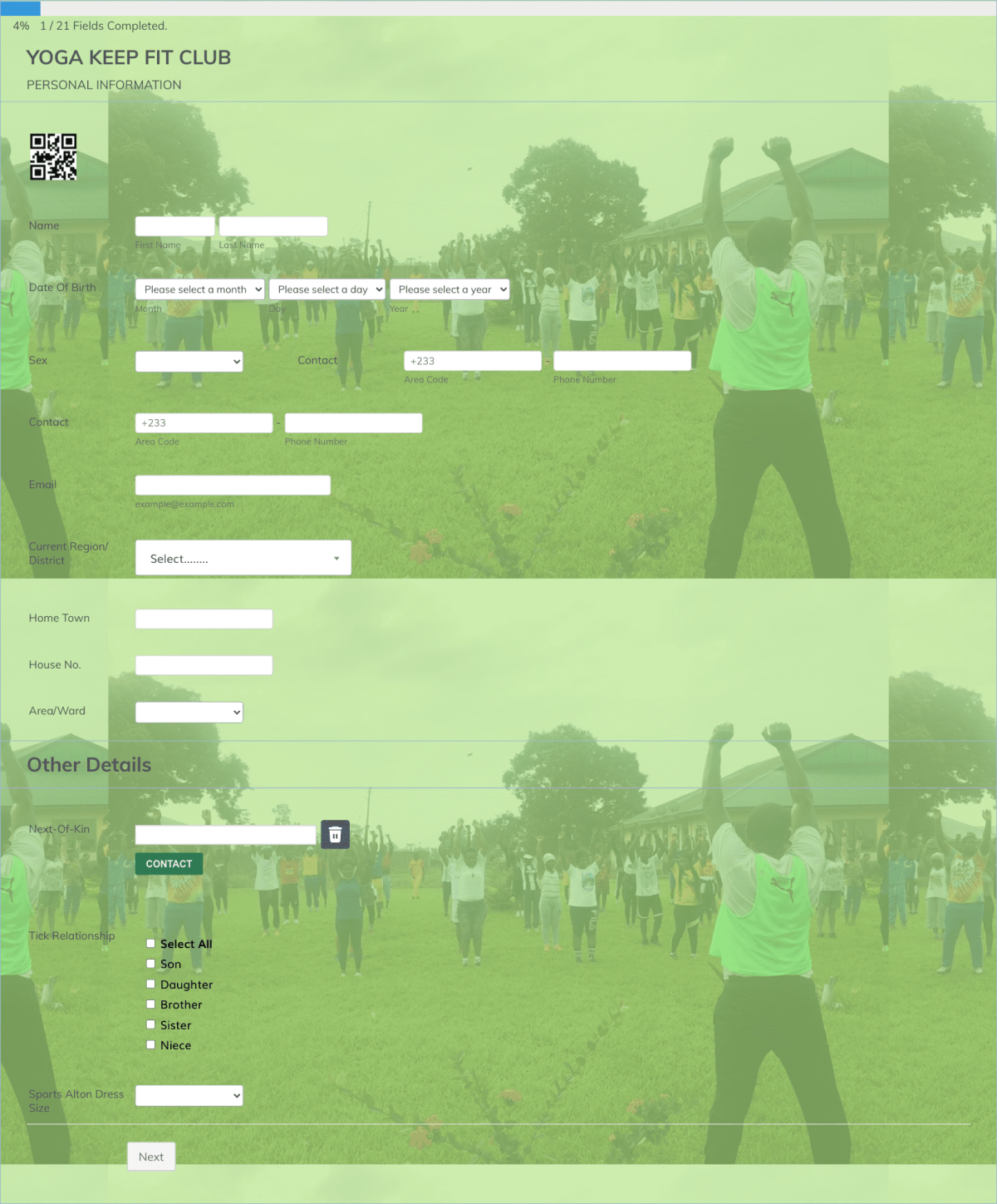 Yoga Keep Fit Club Form Template | Jotform