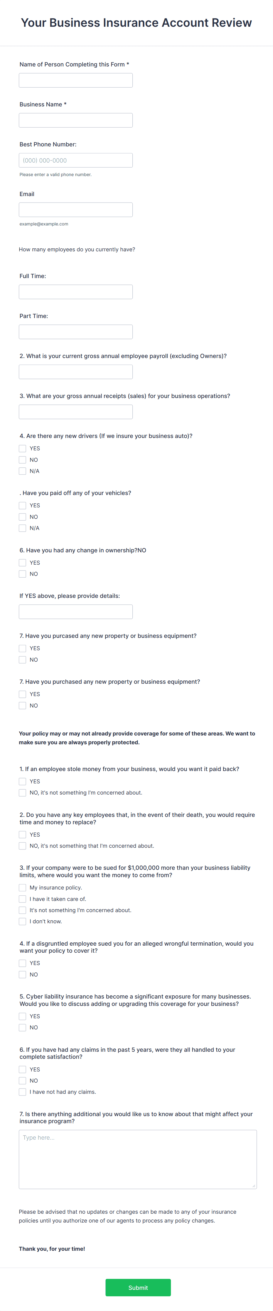 Your Business Account Review Form Template | Jotform