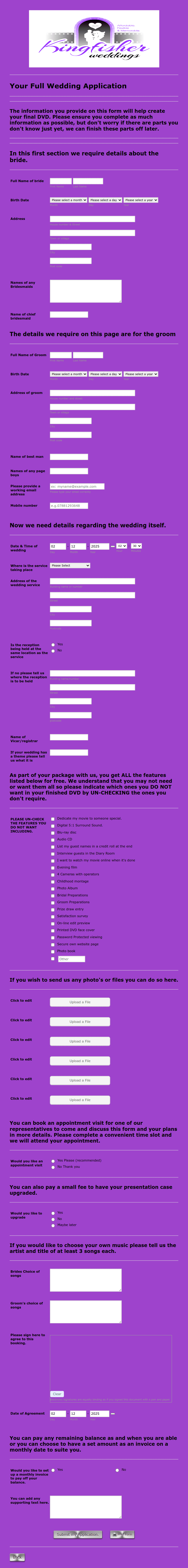 Your Full Wedding Application Form Template | Jotform