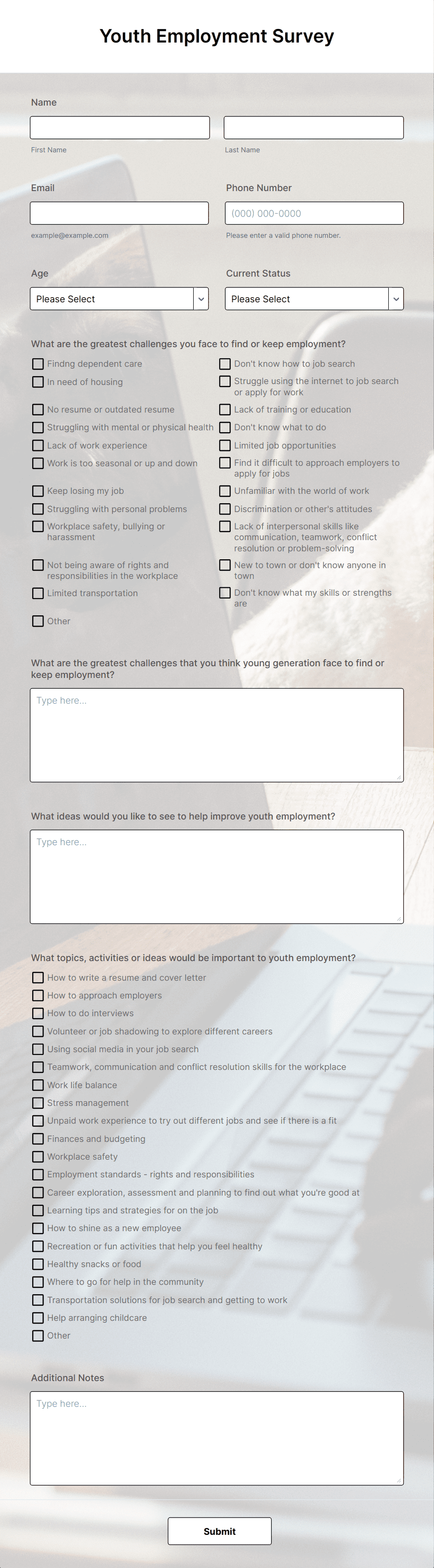 Youth Employment Survey Form Template | Jotform