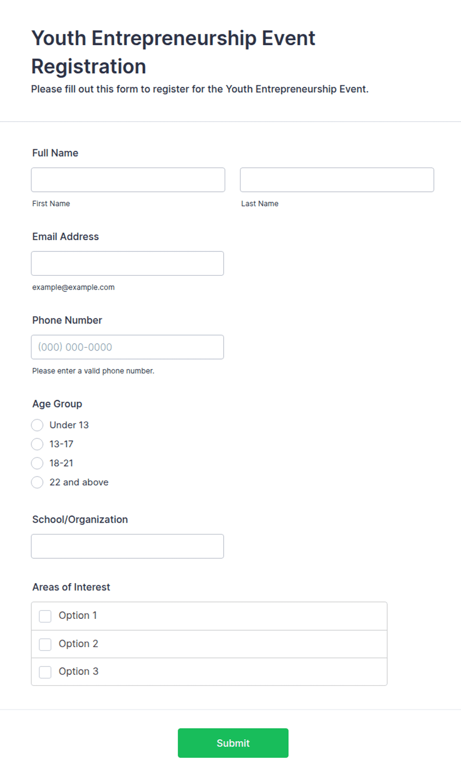 Youth Entrepreneurship Event Registration Form Template | Jotform