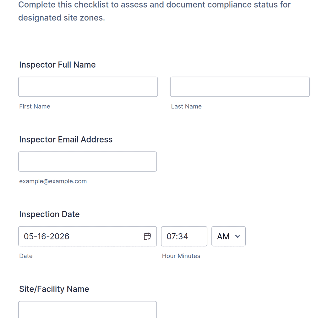 Zone Compliance Checklist Form Template | Jotform