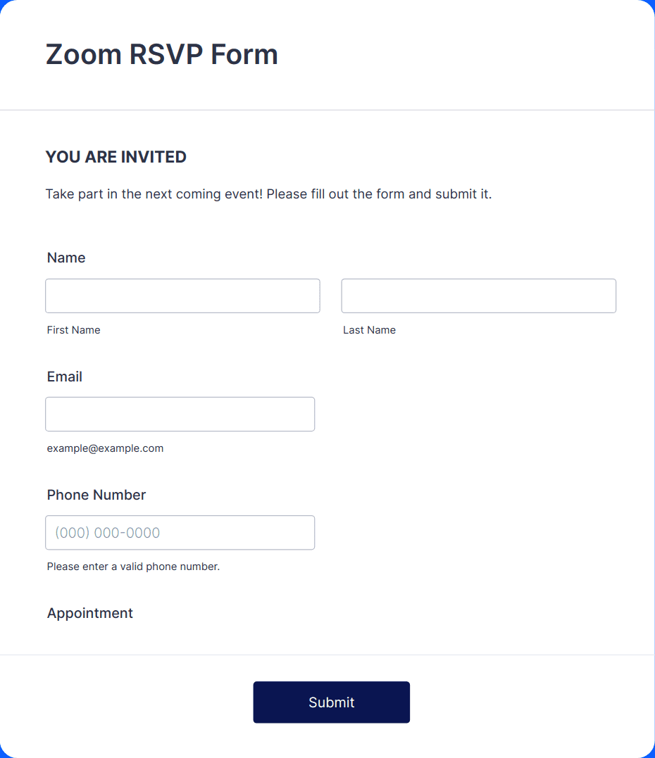 Zoom RSVP Form Template | Jotform