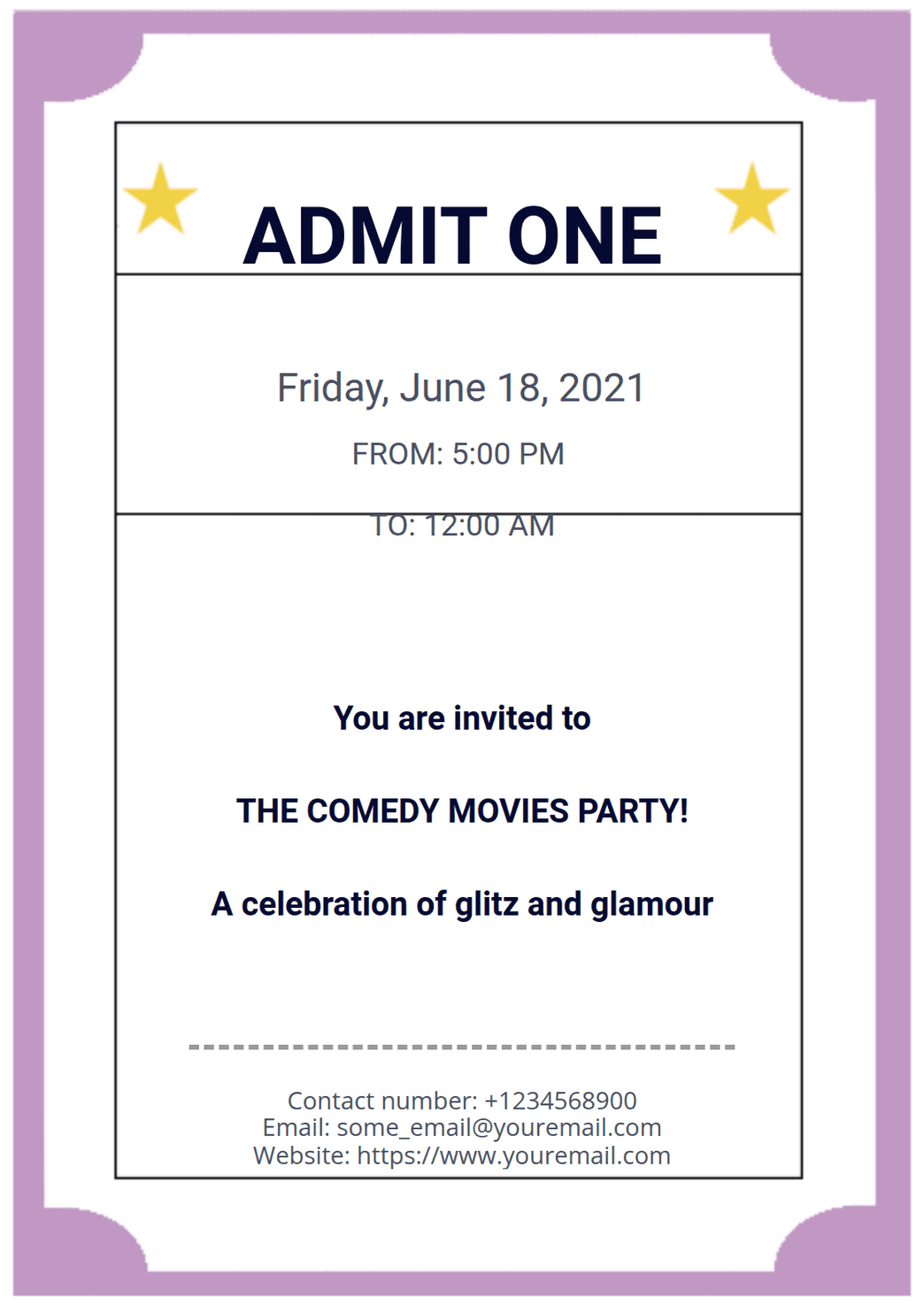 Admit One Ticket Template - PDF Templates | Jotform