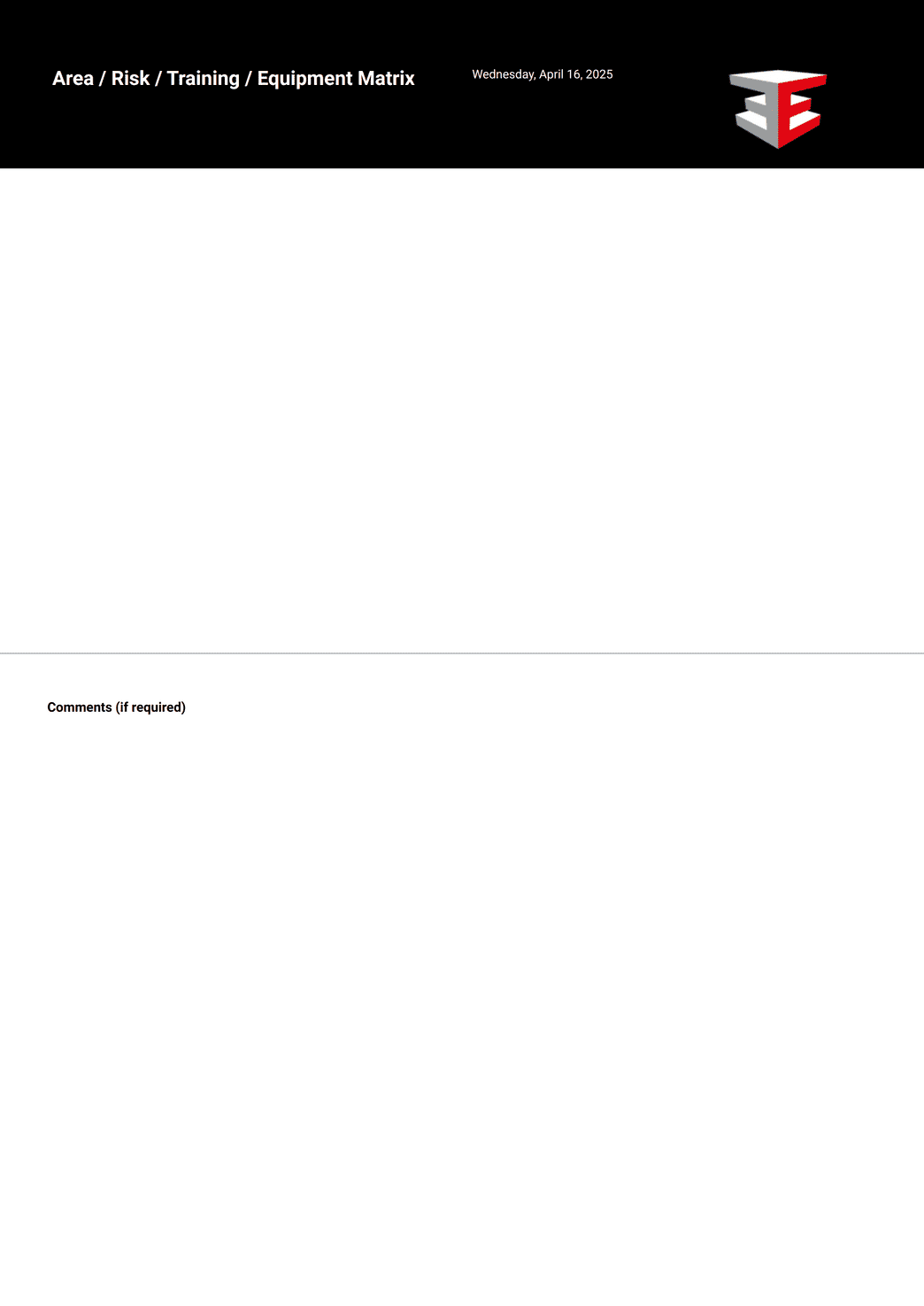 Area Risk Training Equipment Matrix 1.2 PDF Template | Jotform