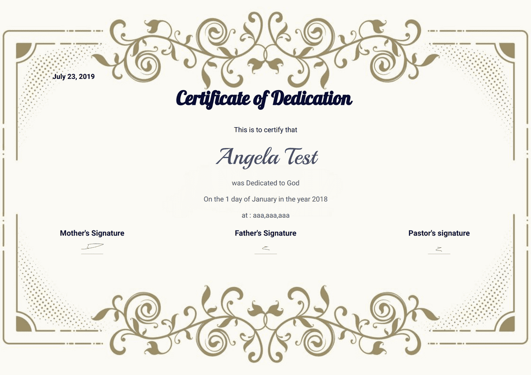 Baby Dedication Certificate PDF Template | Jotform