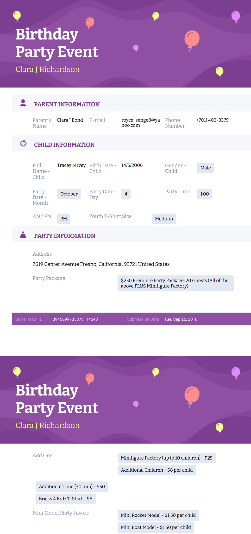 Birthday Party Event Template - PDF Templates | Jotform