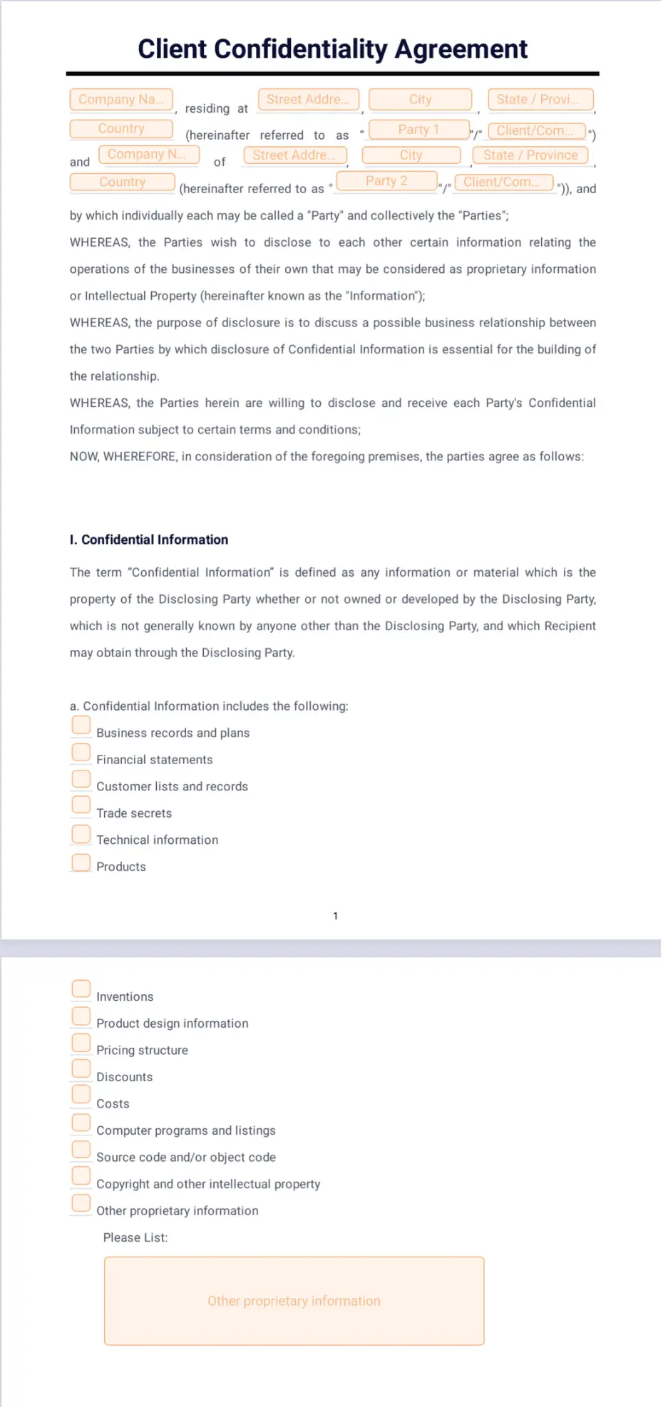 Client Confidentiality Agreement - Sign Templates | Jotform