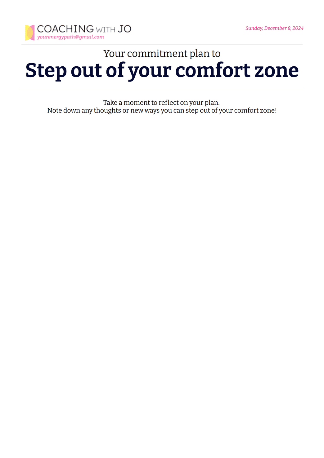Coaching with Jo PDF Template | Jotform