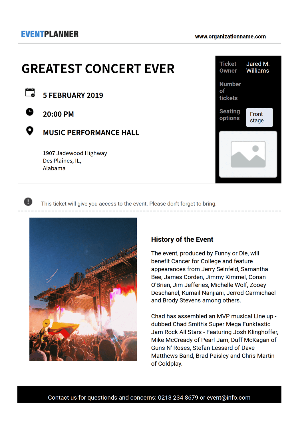 Concert Ticket Template - PDF Templates | Jotform
