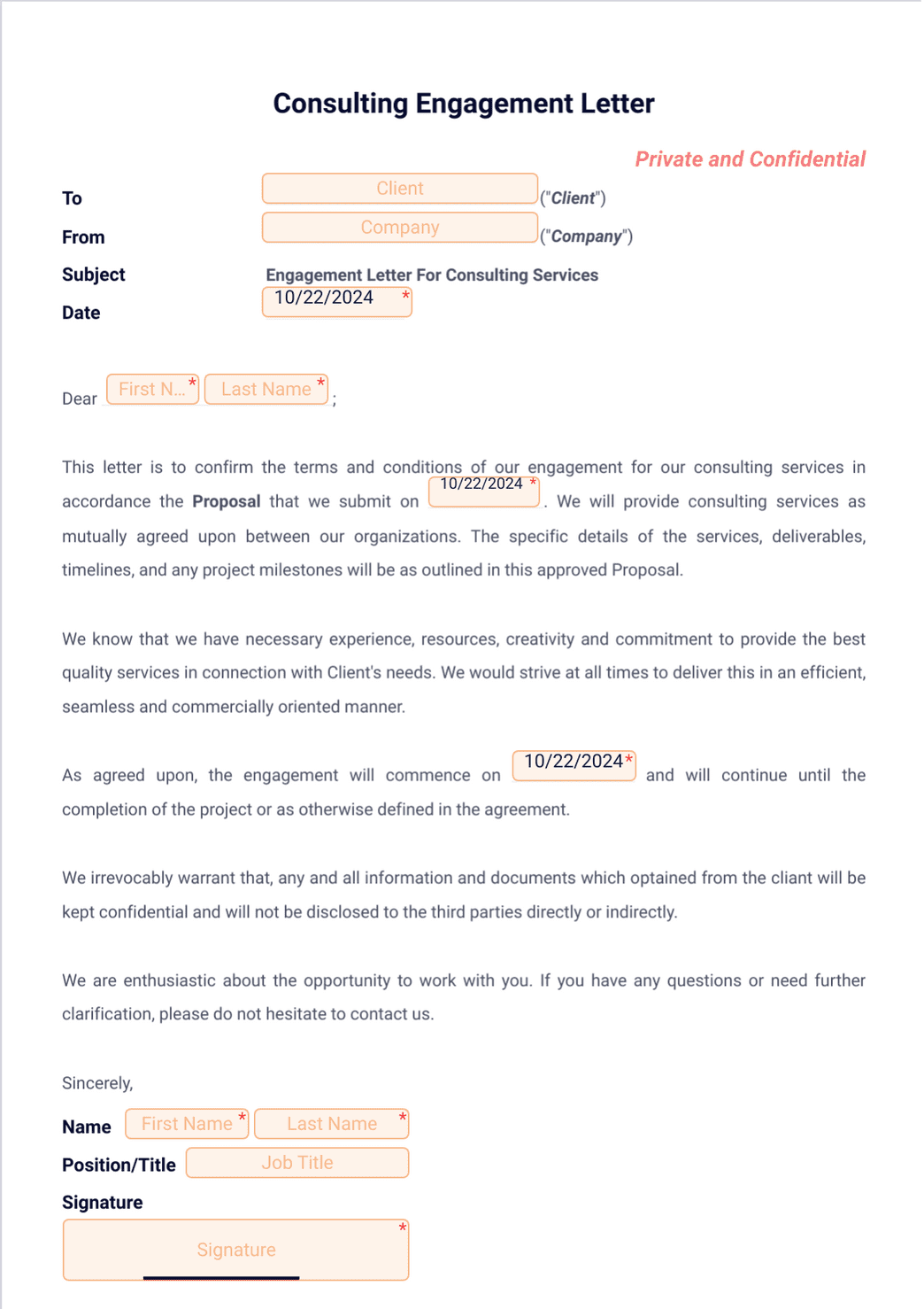 Consulting Engagement Letter - PDF Templates | Jotform