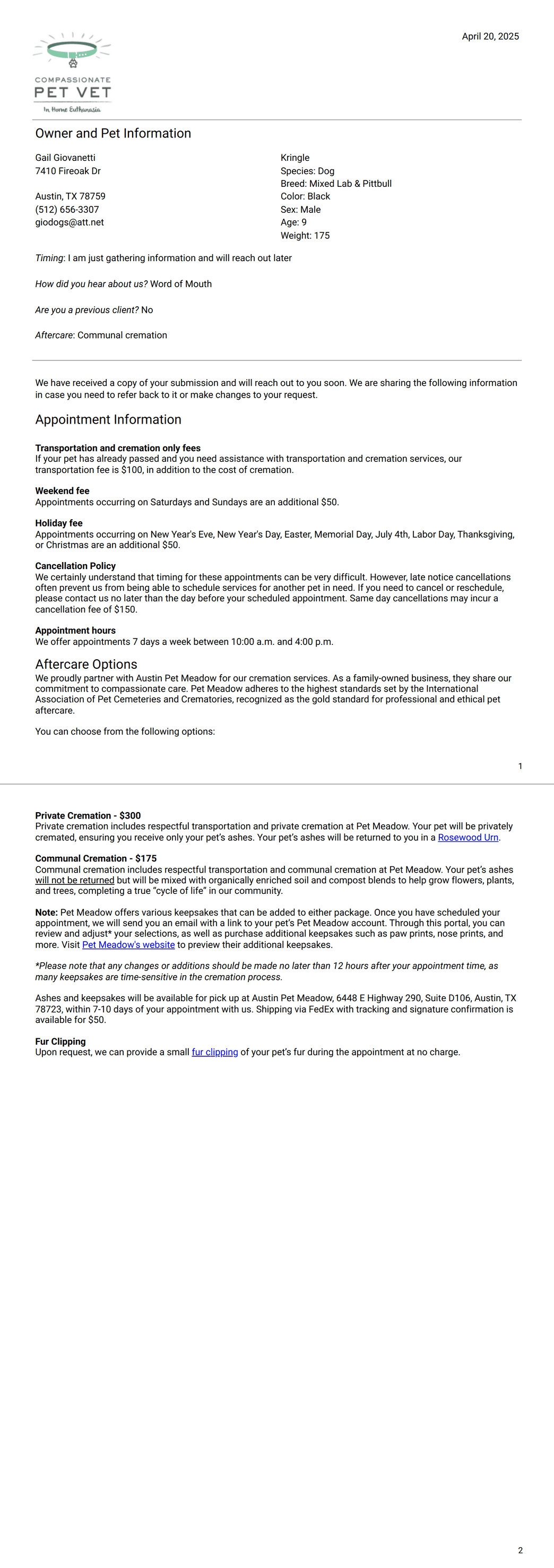 Copy of contact submission_Transport Request PDF Template | Jotform