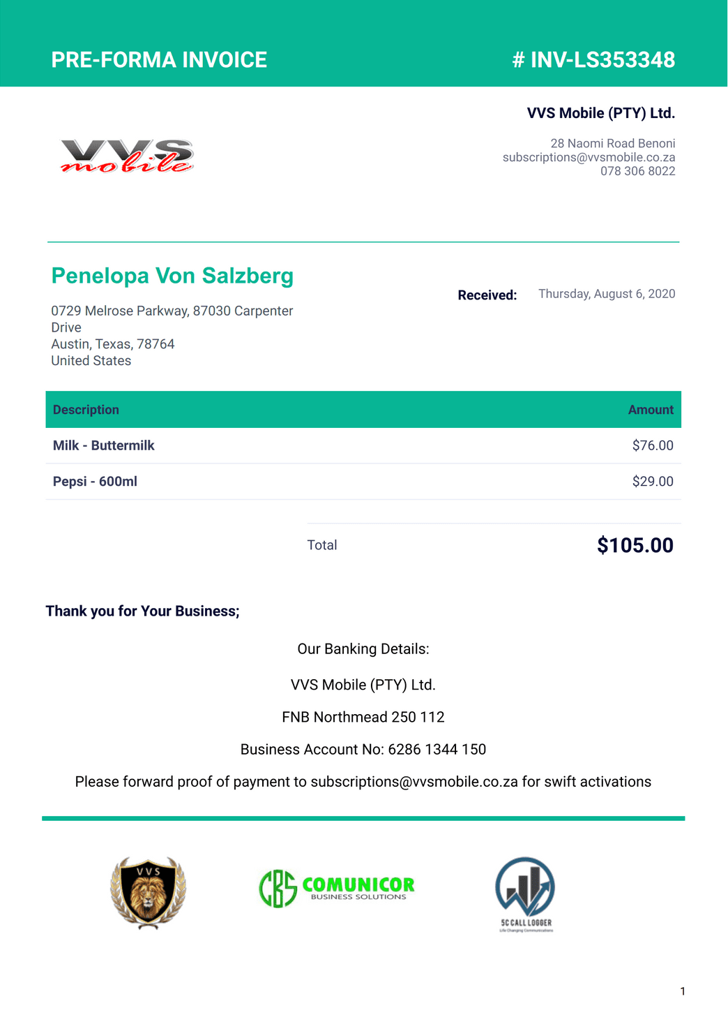 Default_Invoice_Voice PDF Template | Jotform