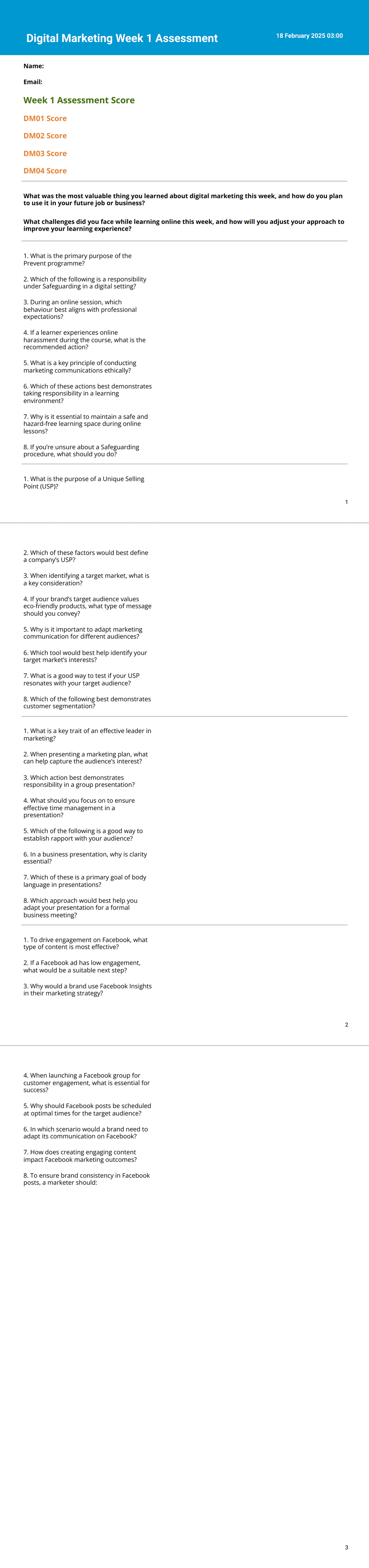 DM Score Card PDF Template | Jotform
