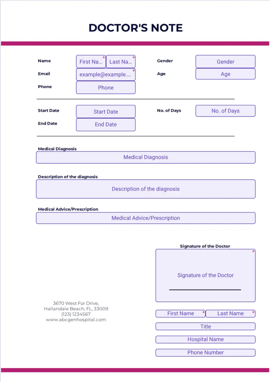 Doctors Note Template - Sign Templates | Jotform