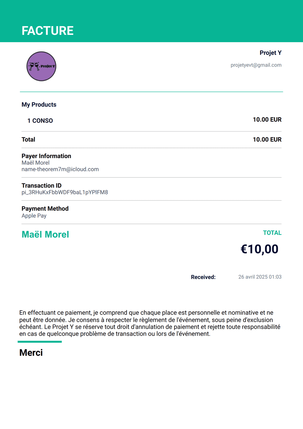 Facture 1 - Modèles de PDF | Jotform