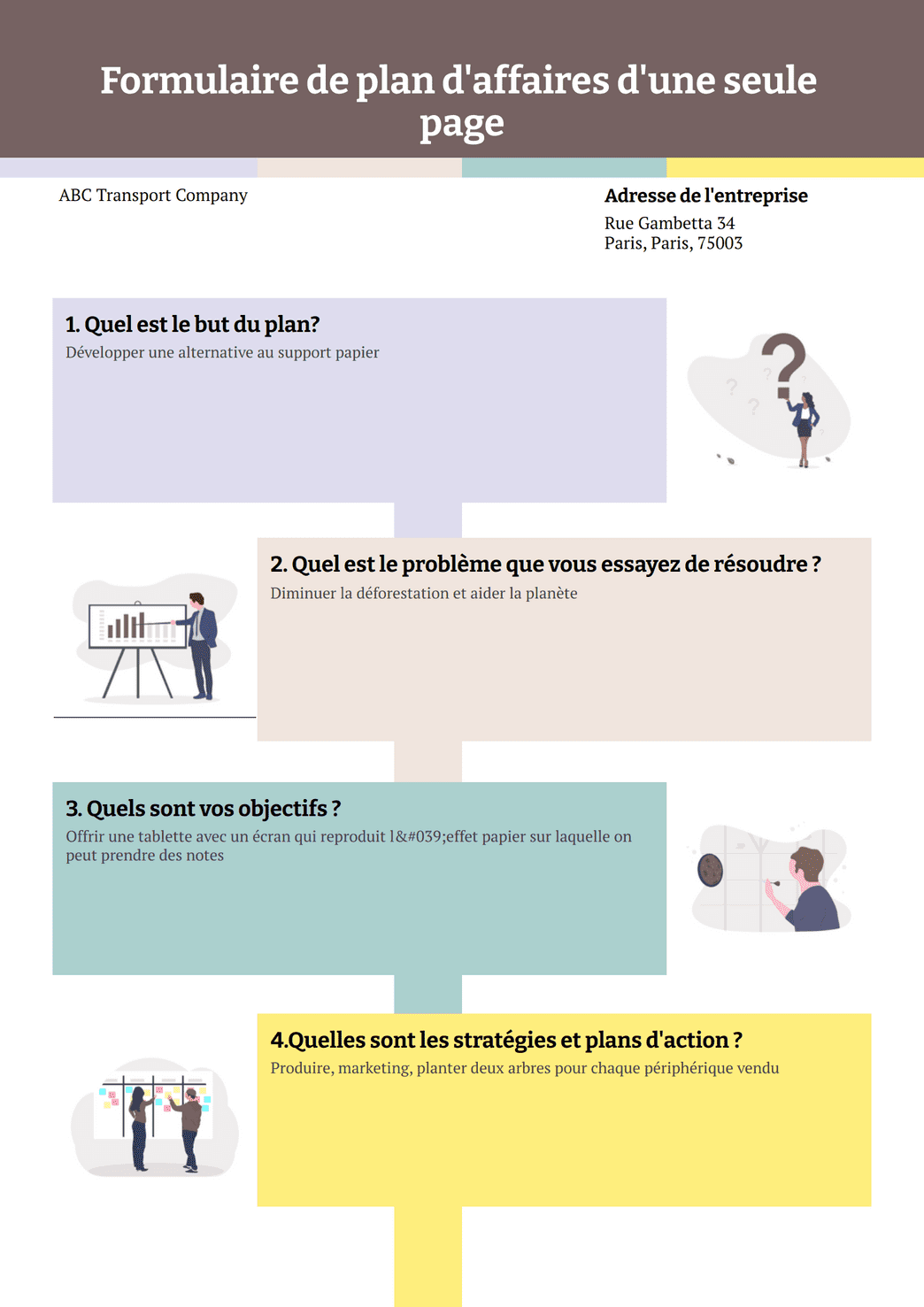 Formulaire de plan d'affaires d'une seule page - Modèles de PDF | Jotform