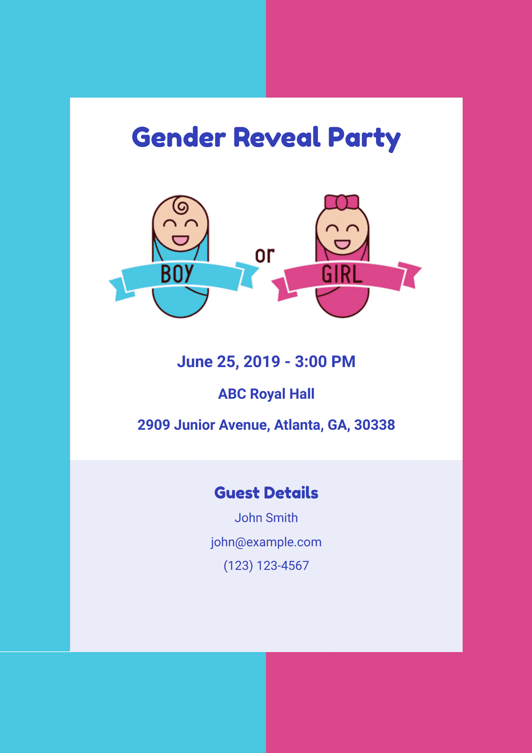 Gender Reveal Invitation Template - PDF Templates | Jotform