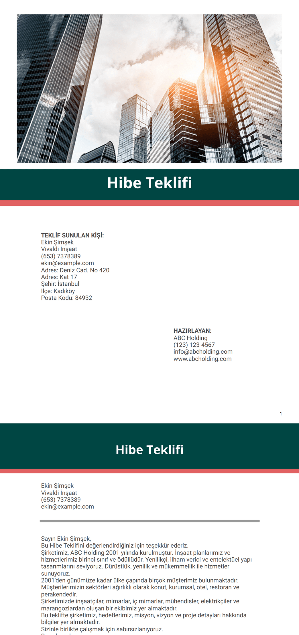Hibe Teklif Şablonu - PDF Şablonları | Jotform