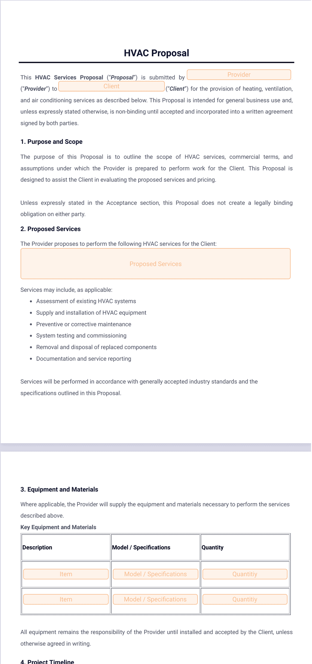 HVAC Proposal Template - PDF Templates | Jotform