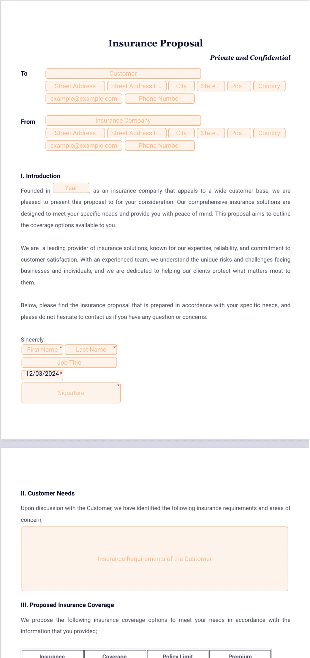 Insurance Proposal PDF Template | Jotform