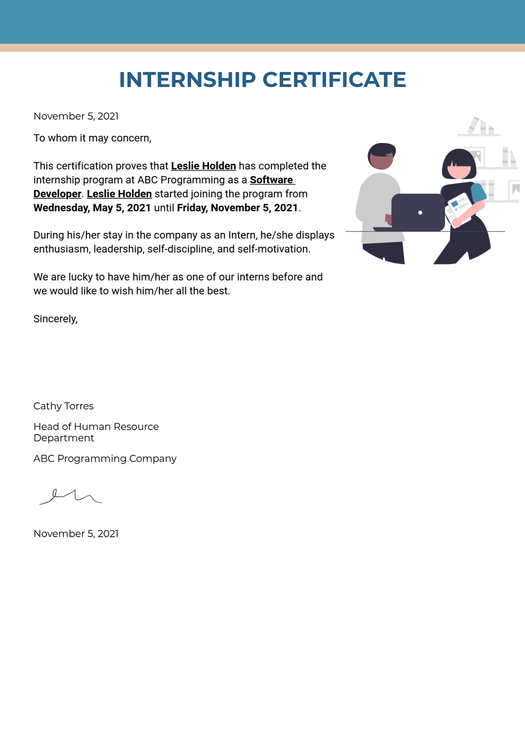 Internship Certificate PDF Template | Jotform