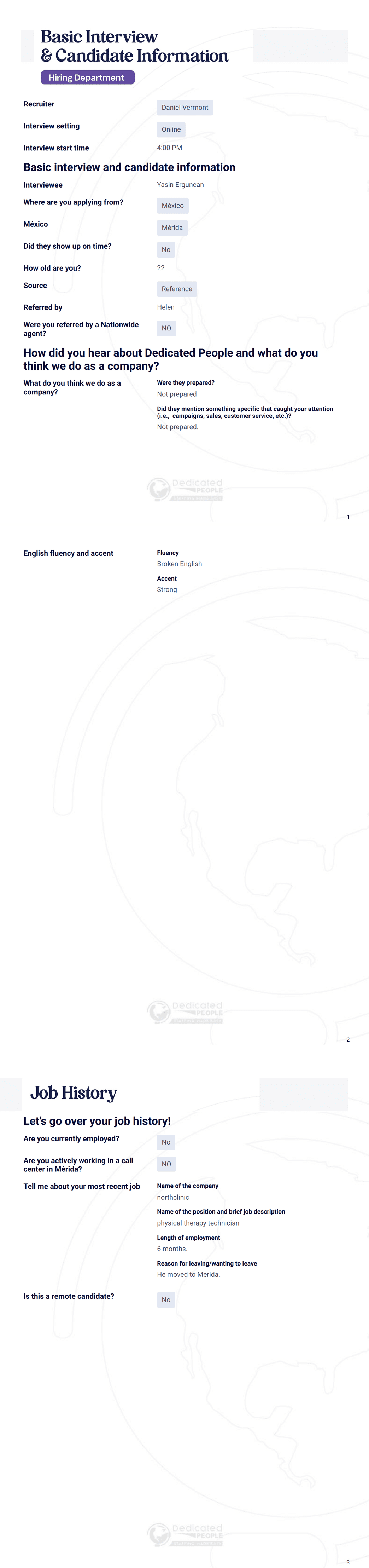 Interview template - PDF Templates | Jotform