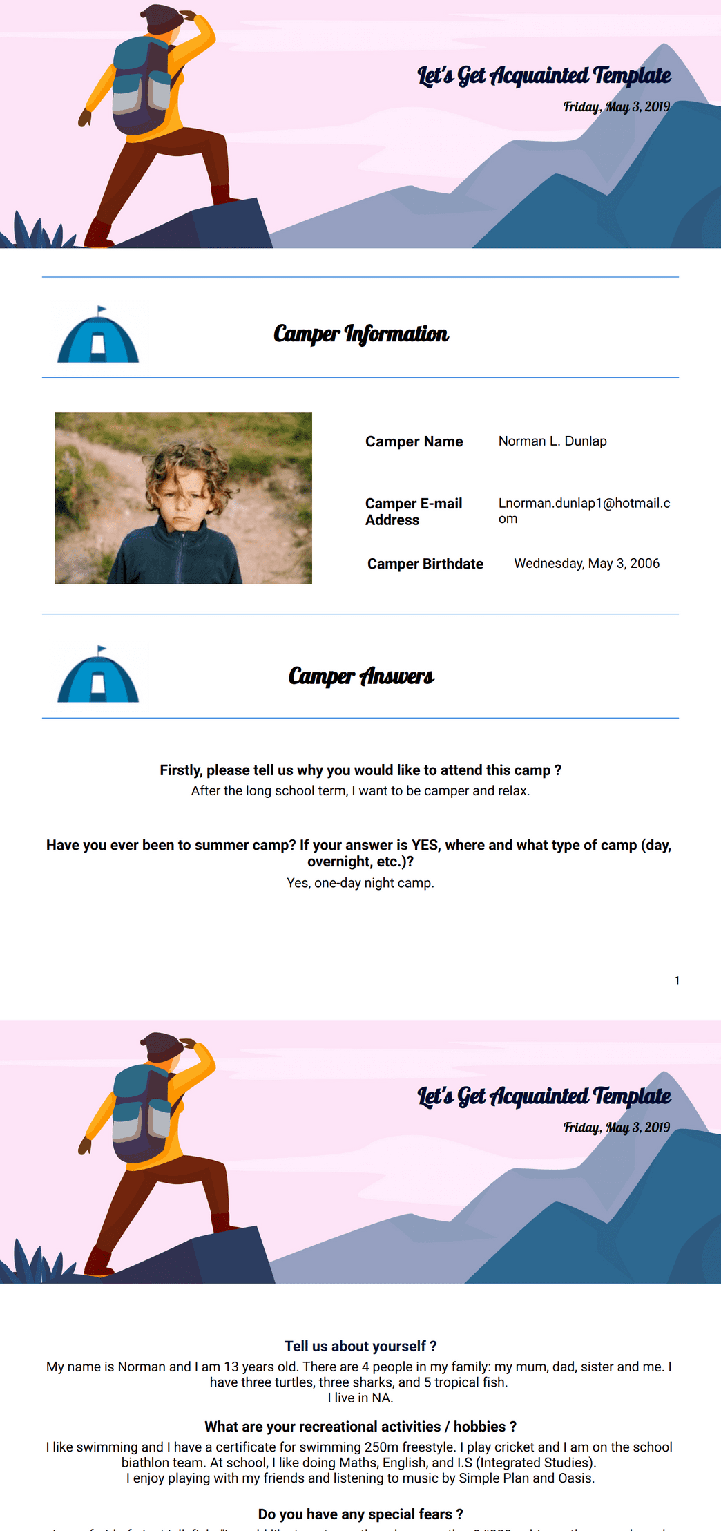Let's Get Acquainted Template - PDF Templates | Jotform