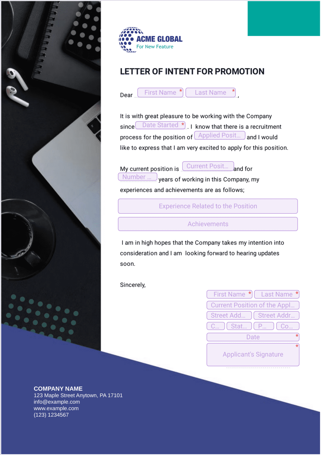 Letter of Intent for Promotion - PDF Templates | Jotform