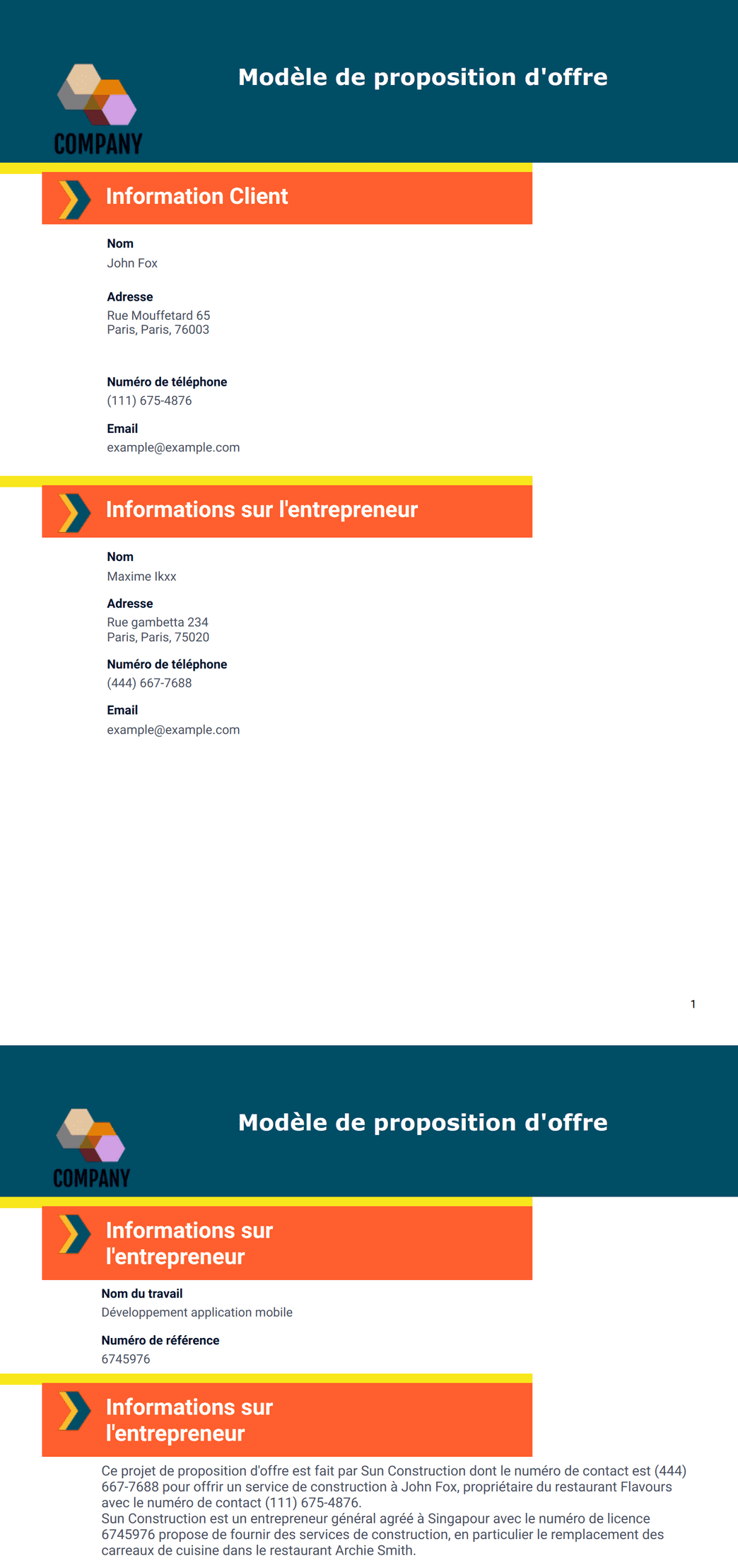 Modèle de proposition d'offre - Modèles de PDF | Jotform