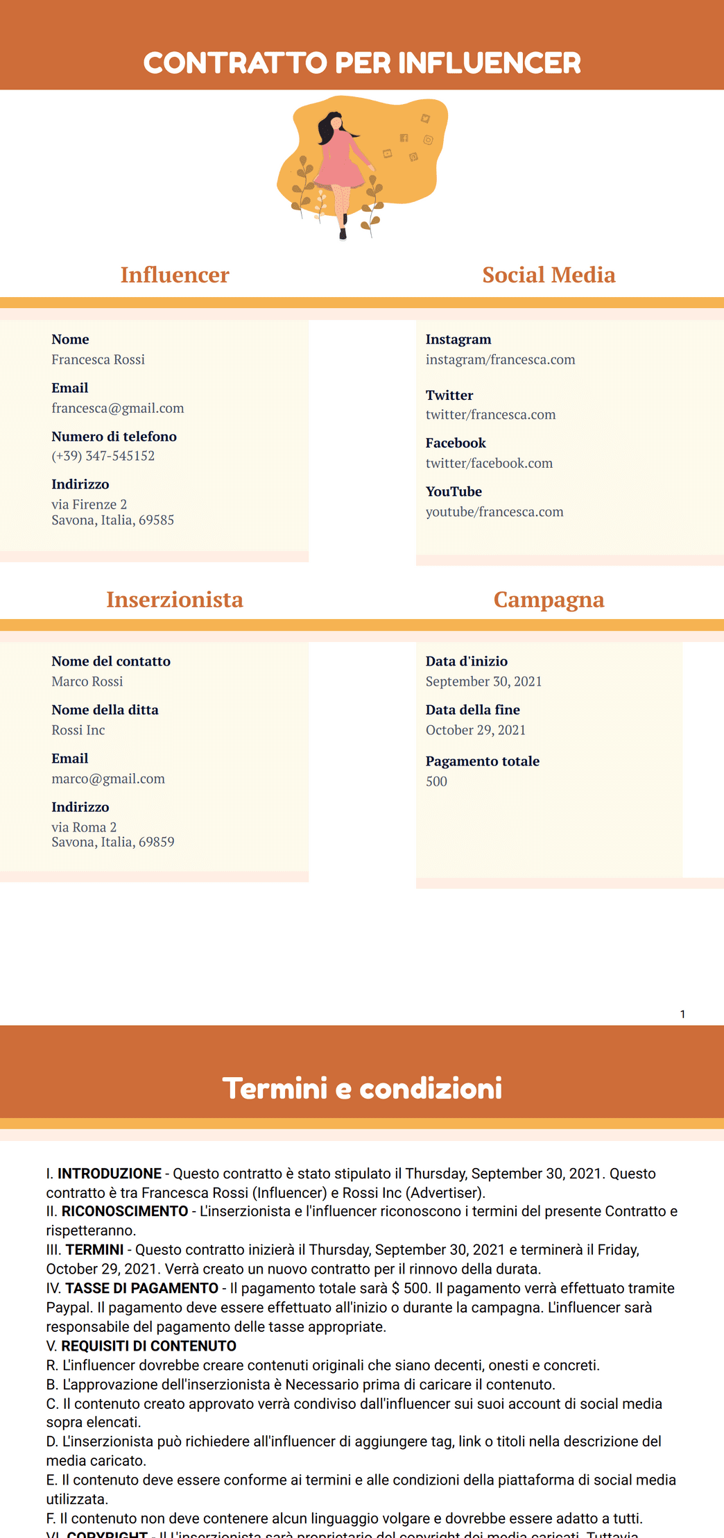 Modello di Contratto per Influencer - Modelli di PDF | Jotform
