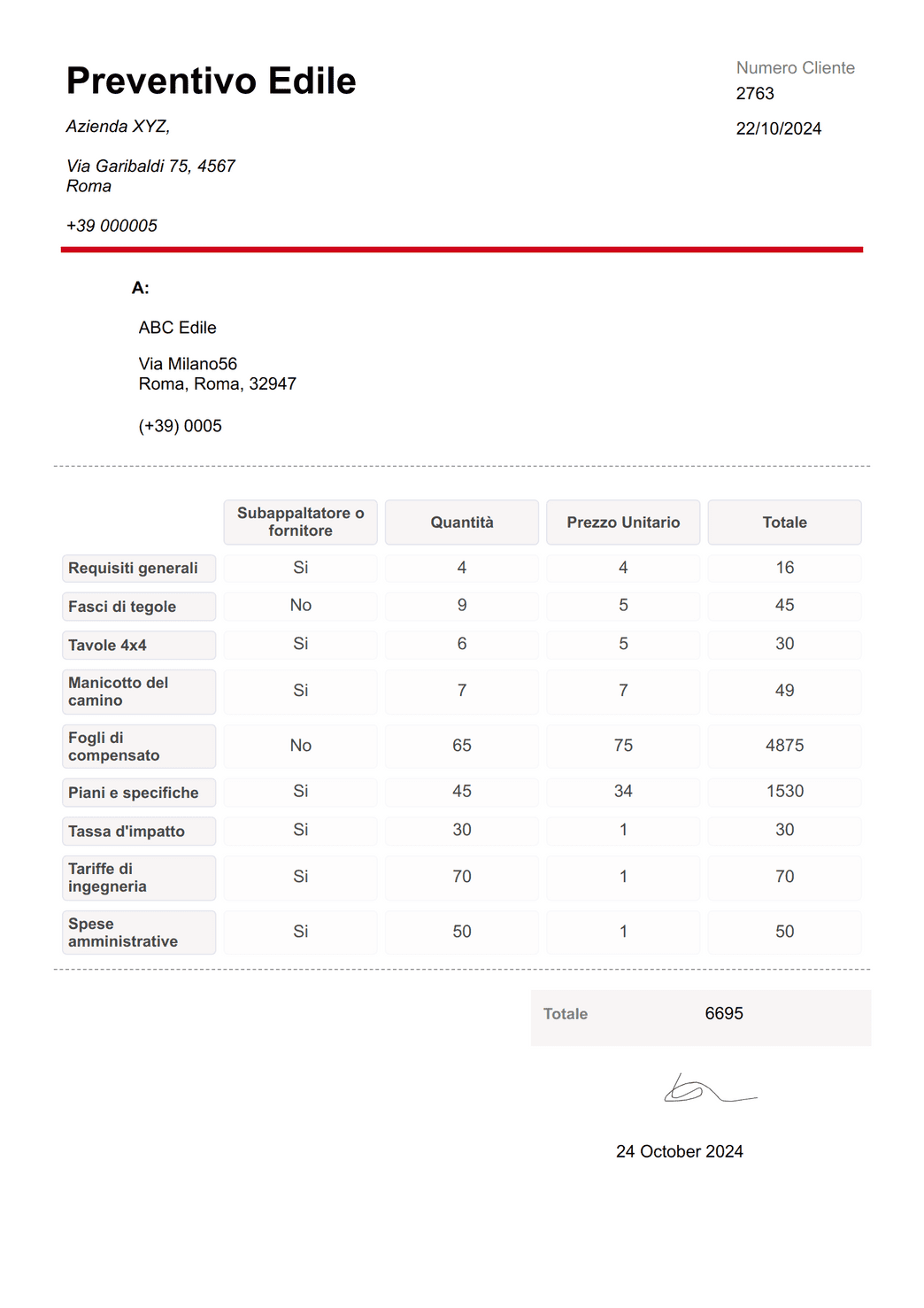 Modello di Preventivo Edile - Modelli di PDF | Jotform