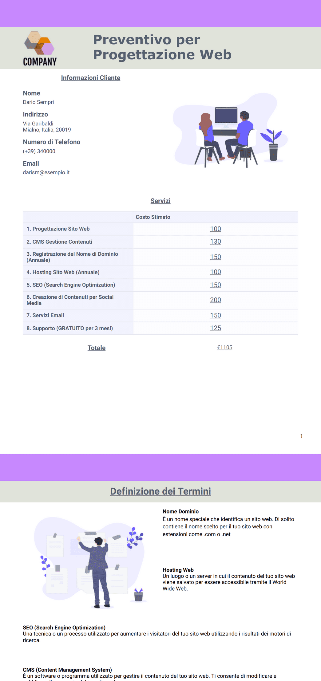 Modello di Preventivo per Progettazione Web - Template PDF | Jotform