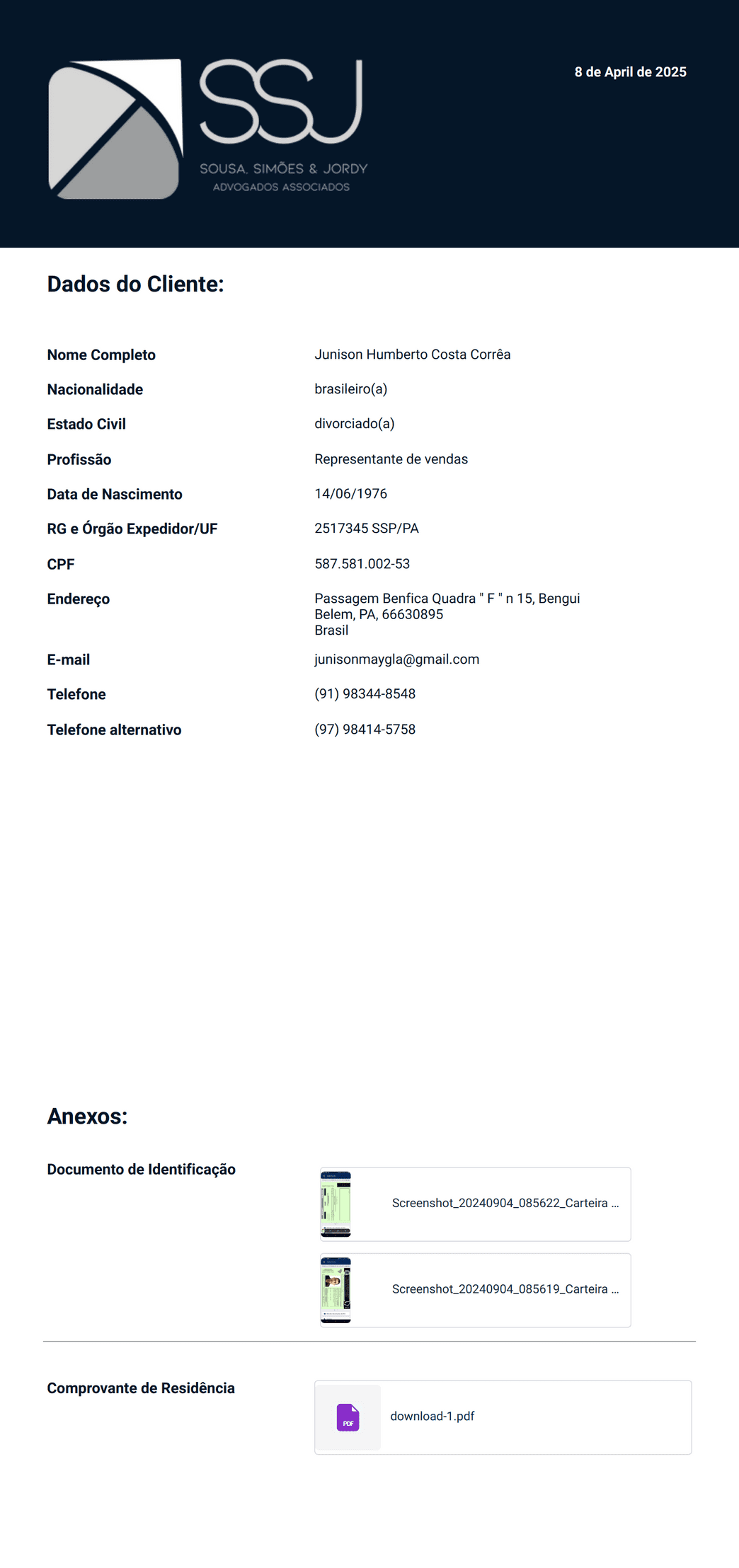 Modelo Identificação de Cliente - Modelos para PDFs | Jotform