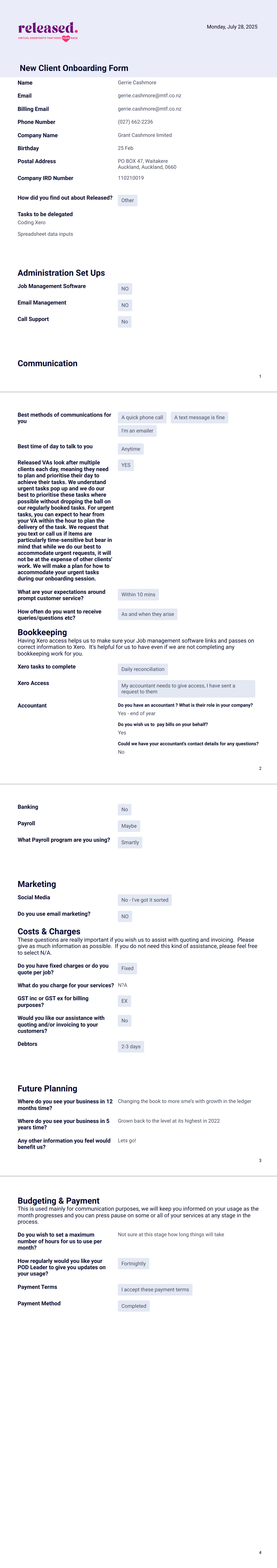 New Client Onboarding Form Template - PDF Templates | Jotform