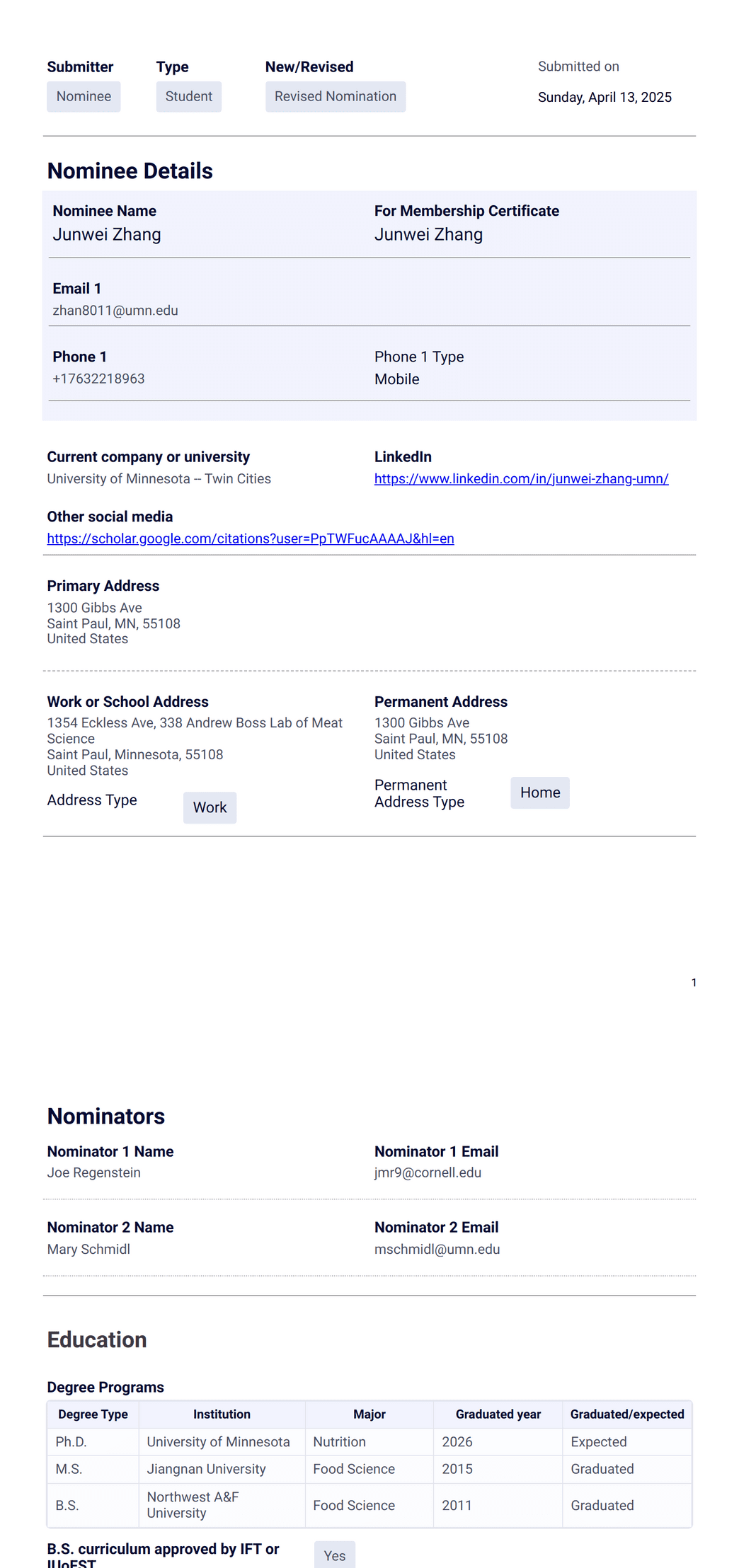 Nomination Form - PDF Templates | Jotform