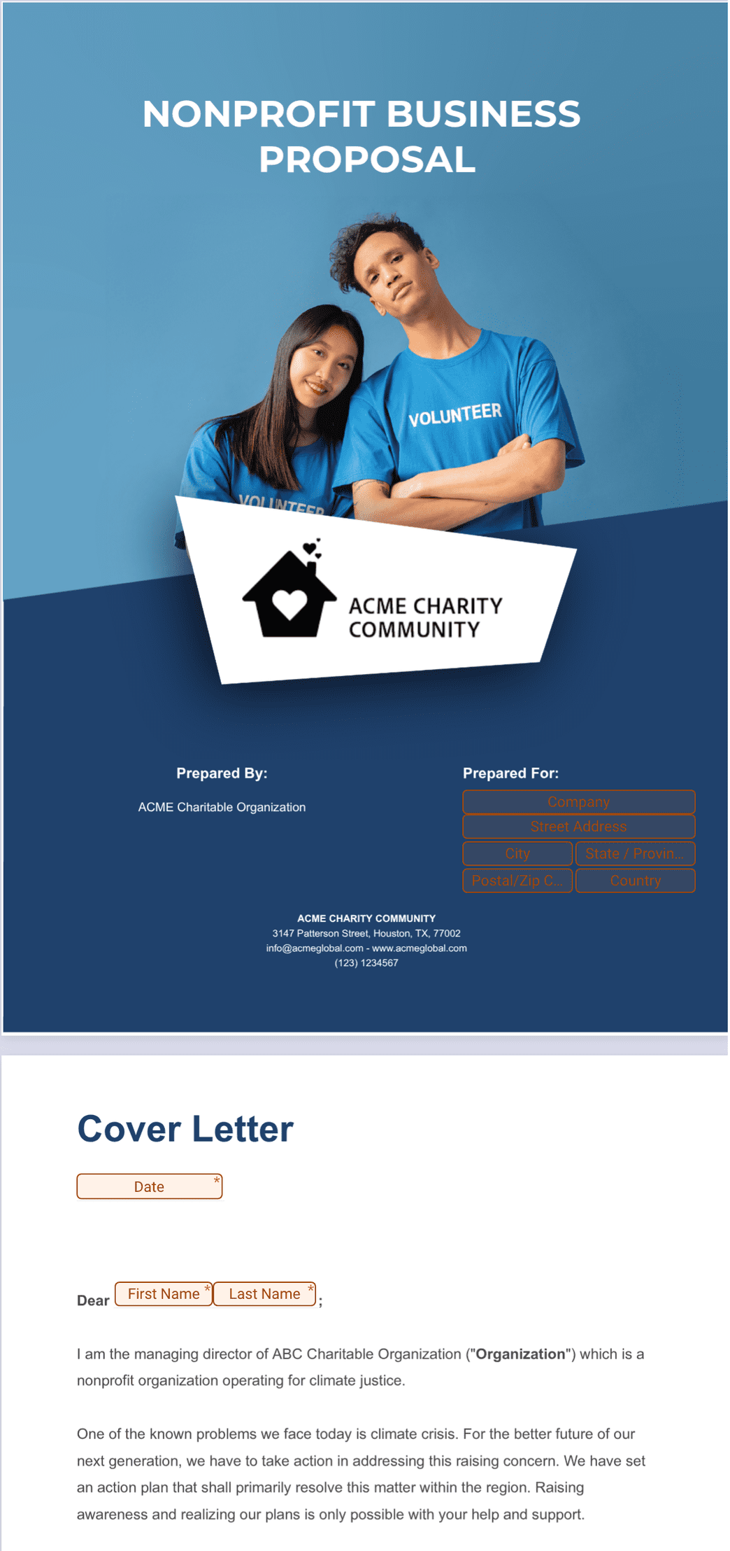 Non profit Business Proposal Template - PDF Templates | Jotform