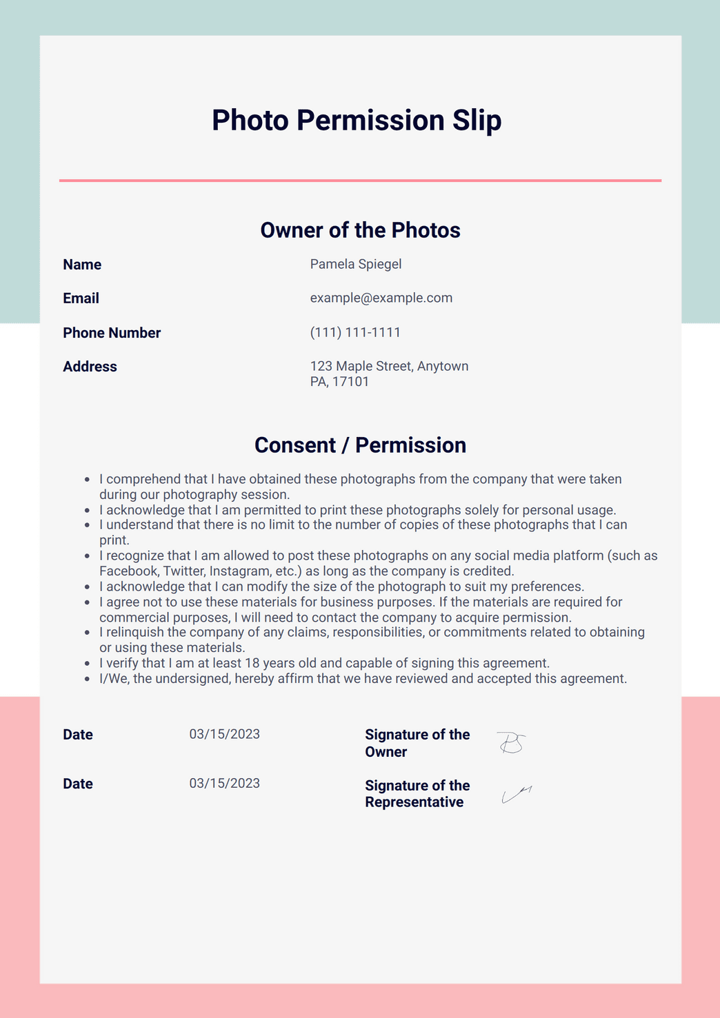 Photo Permission Slip Template - PDF Templates | Jotform