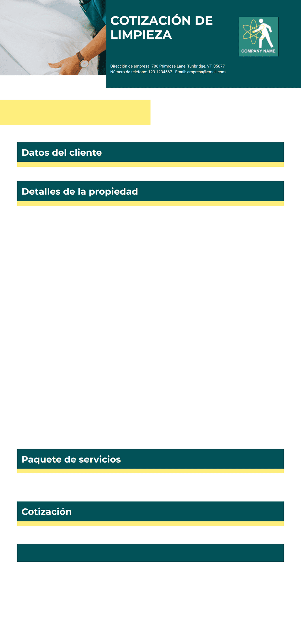 Plantilla de cotización de limpieza - Plantillas PDF | Jotform