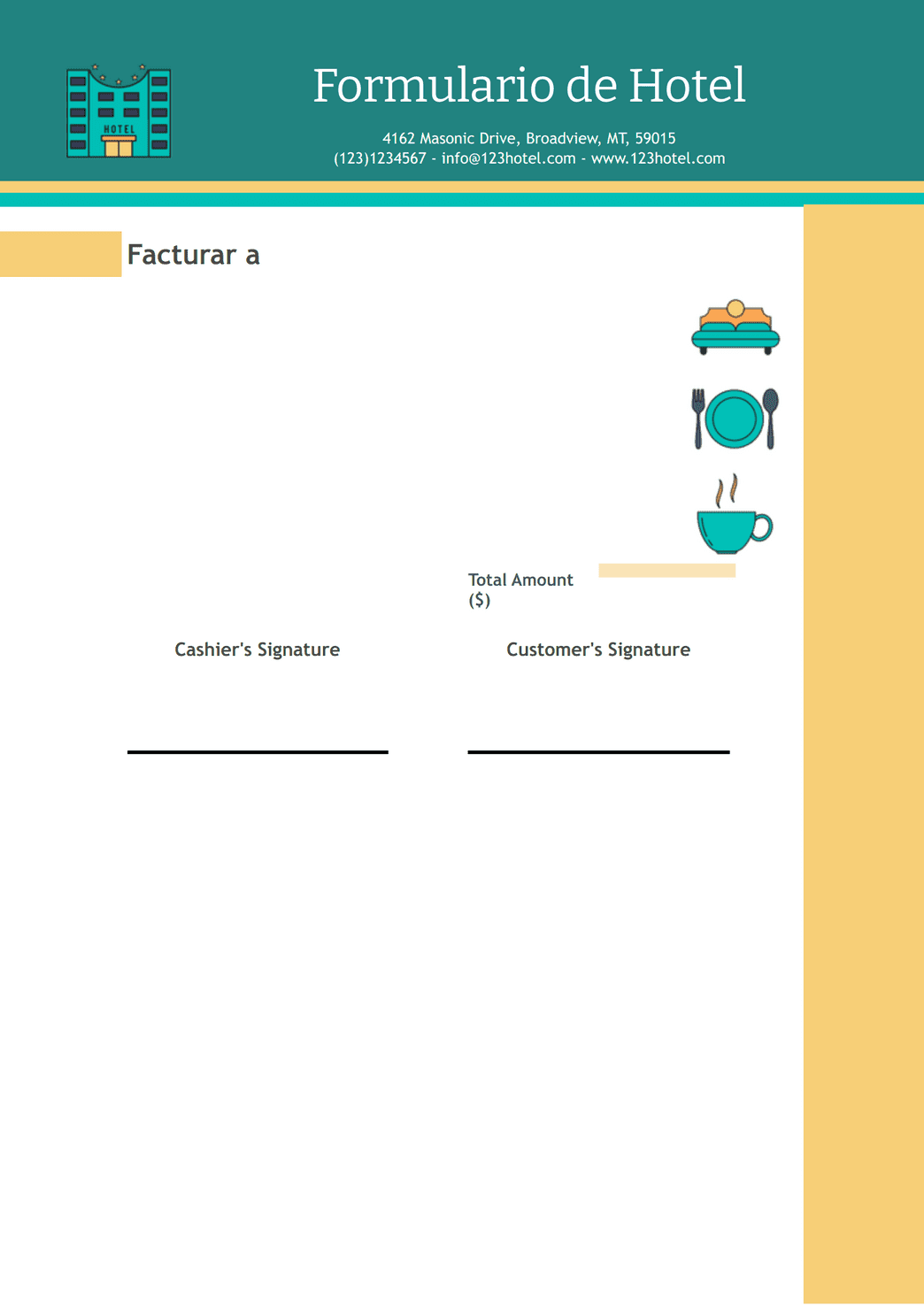 Plantilla de Factura de Hotel - Plantillas PDF | Jotform