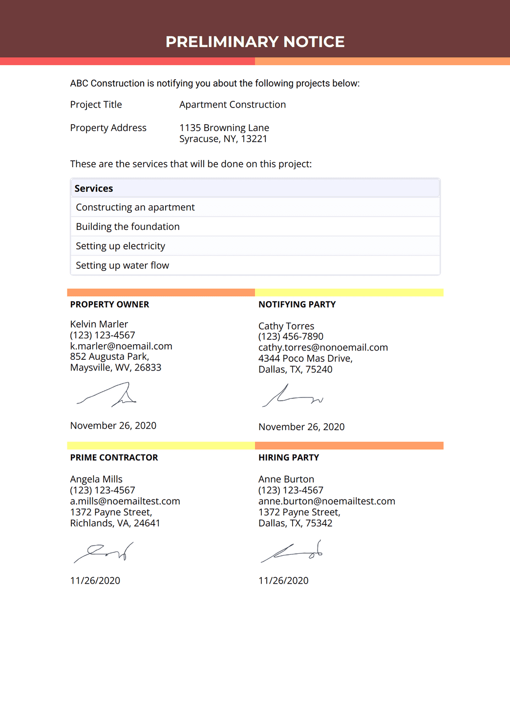 Preliminary Notice Template - PDF Templates | Jotform